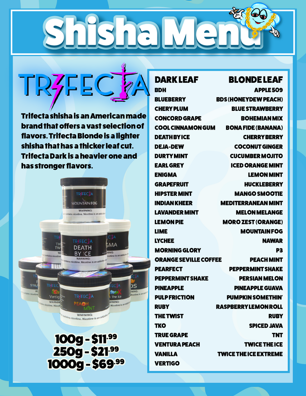 Shisha Menu – CLOUD 9 SMOKE CO.